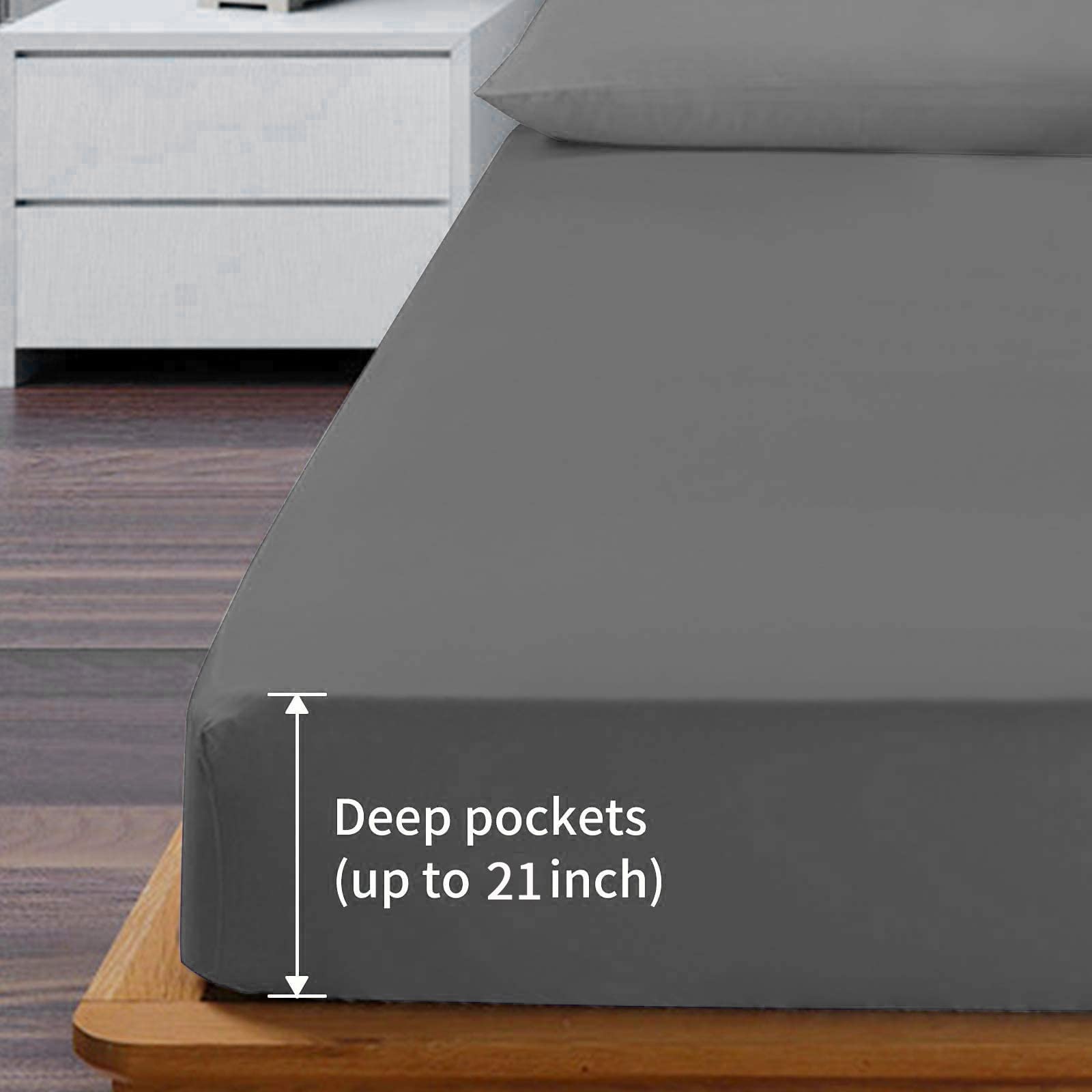EaseHome Grey Full Size Sheets -Deep Pocket to 18 inches Mattress 4 Piece - Premium Bedding Sheets & Pillowcases Collection-Extra Soft