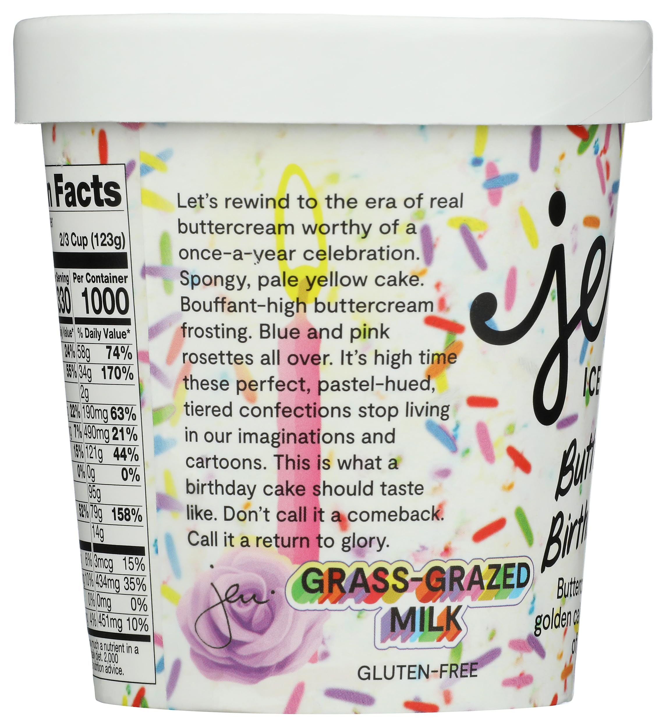 JENIS SPLENDID ICE CREAMS Buttercream Birthday Cake Ice Cream, 1 PT