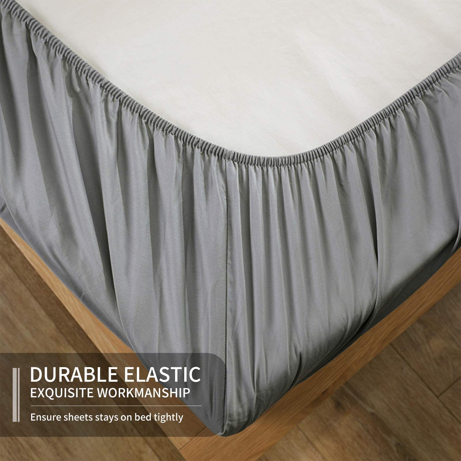 EaseHome Grey Full Size Sheets -Deep Pocket to 18 inches Mattress 4 Piece - Premium Bedding Sheets & Pillowcases Collection-Extra Soft