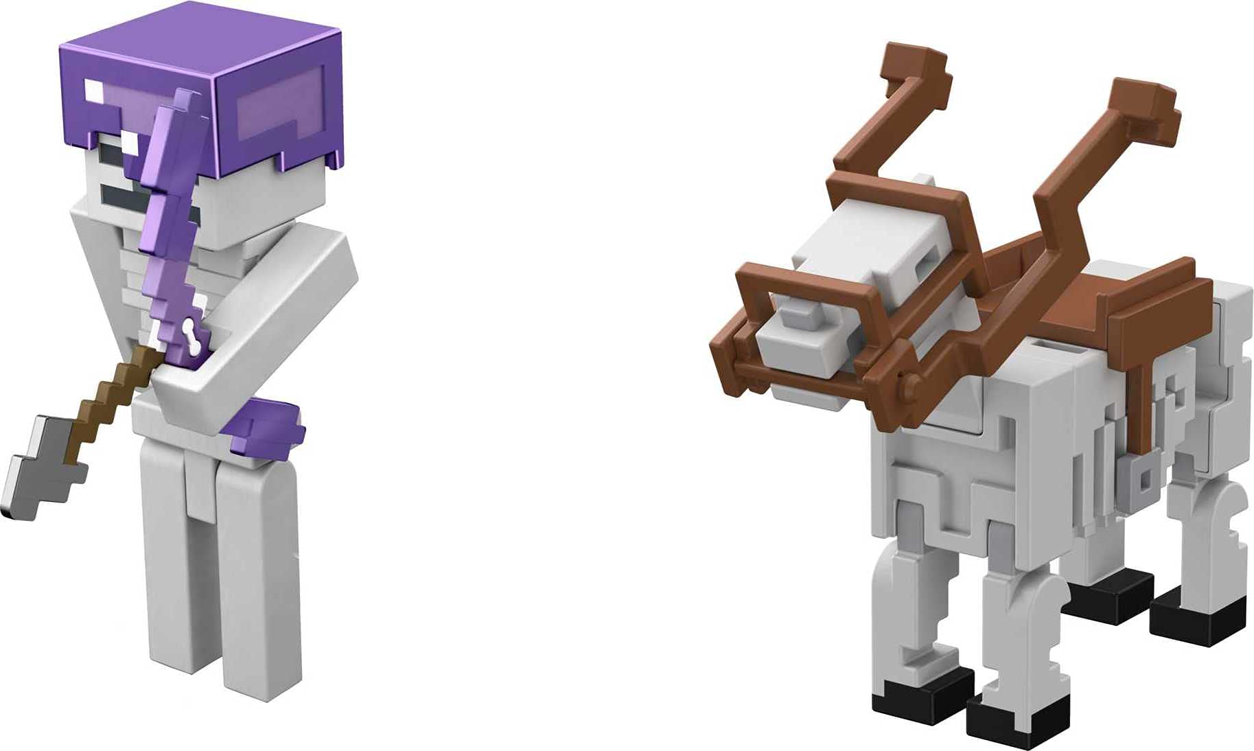 Mattel Minecraft Skeleton Craft-a-Block 2-Pk, Action Figures & Toys to Create, Explore and Survive, Authentic Pixelated Designs, Collectible Gifts for Kids Age 6 Years and Older