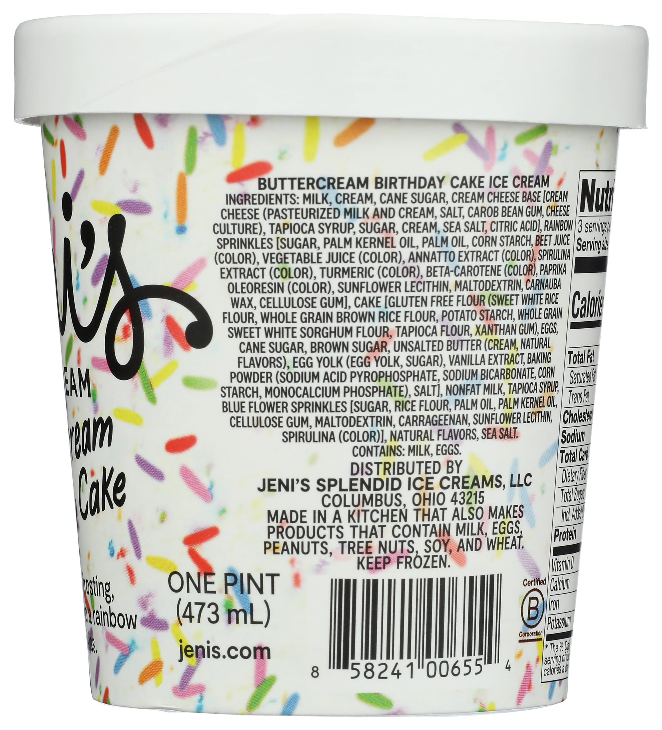 JENIS SPLENDID ICE CREAMS Buttercream Birthday Cake Ice Cream, 1 PT