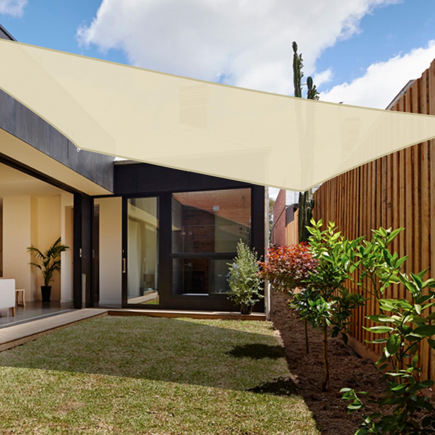 Coarbor 12'x14' Sun Shade Sail Outdoor Canopy Cover Rectangle Heavy Duty Shade Cloth for Backyard Yard Deck Patio Garden Outdoor, Beige