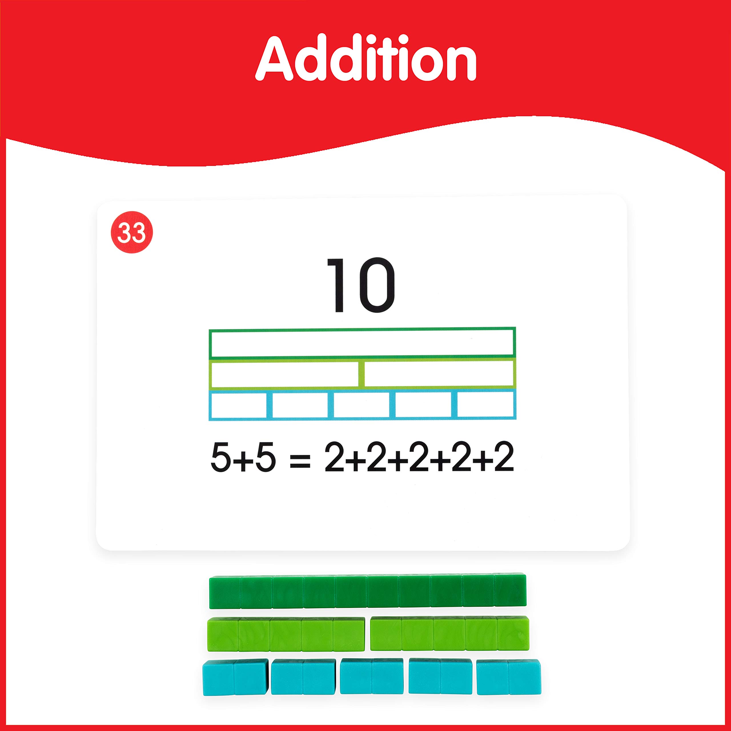 edxeducation Number Rods to Go - Hands-on Math Manipulative for Kids - Includes 231 Number Rods - 50 Double-Sided Activity Cards and Activity Book