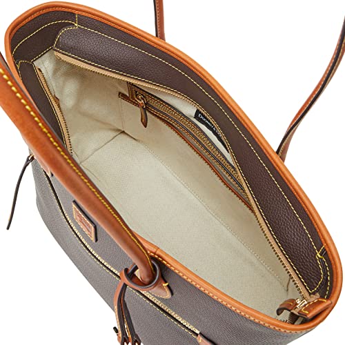 Dooney & Bourke Women's Tote in Pebble Grain Leather, Medium Sized Handbag with Leather Straps, Brown Tomorrow