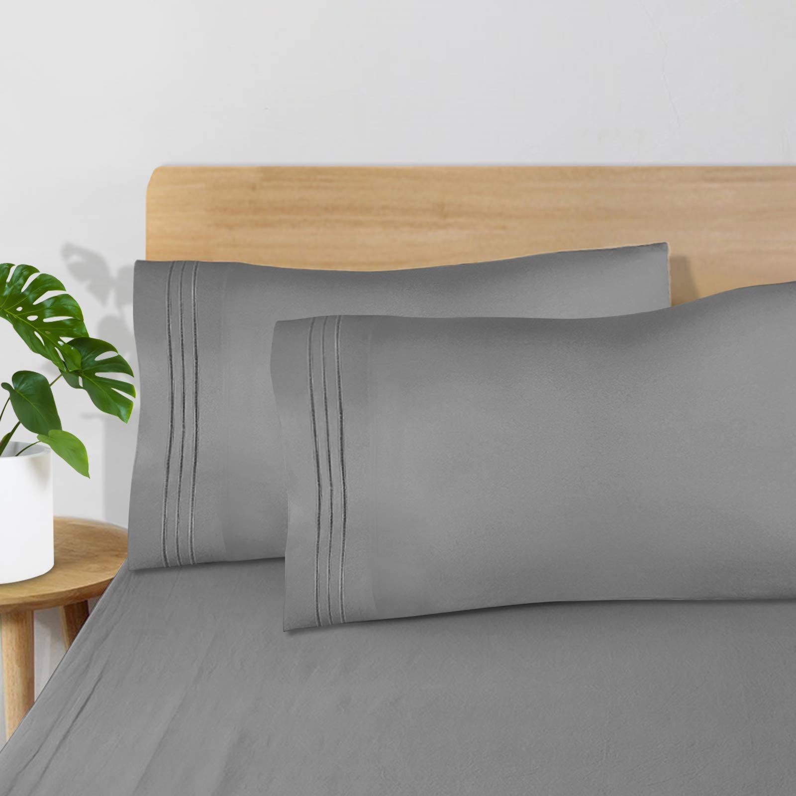 EaseHome Grey Full Size Sheets -Deep Pocket to 18 inches Mattress 4 Piece - Premium Bedding Sheets & Pillowcases Collection-Extra Soft