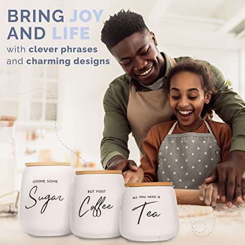 FIFTH FORK Canister Sets for the Kitchen - Perfect Kitchen Canisters for Countertop - Set of 3 Kitchen Canisters - Great for Countertop Storage - Ceramic Food Storage Containers