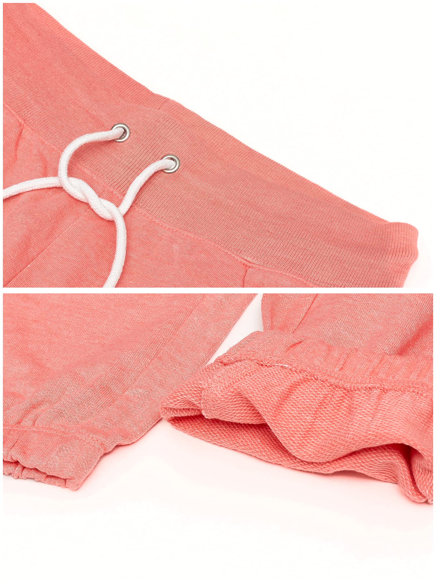 U.S. Polo Assn. Essentials Pink Sweatpants with Pockets, Comfy French Terry Womens Joggers (Coral Heather, Small)