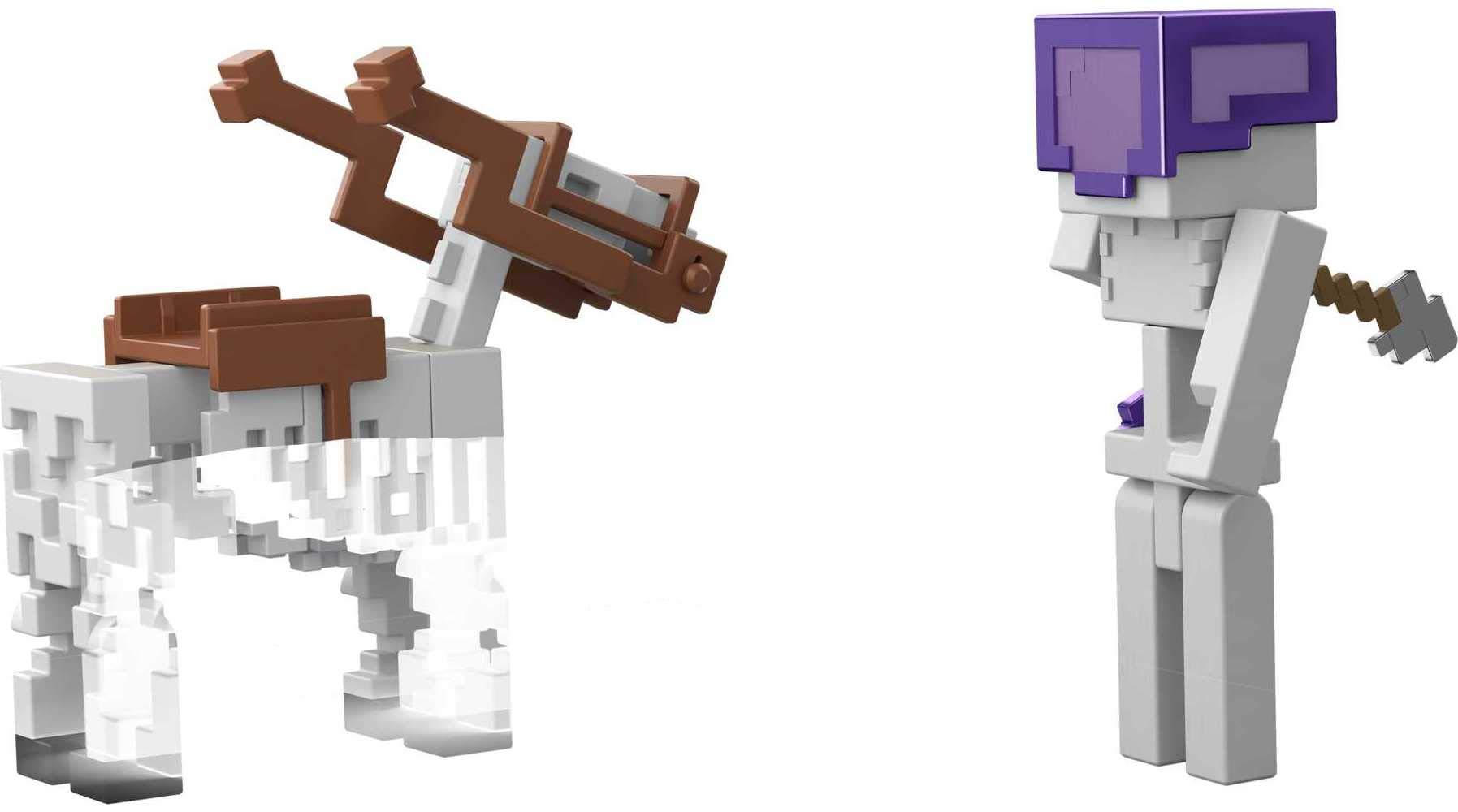 Mattel Minecraft Skeleton Craft-a-Block 2-Pk, Action Figures & Toys to Create, Explore and Survive, Authentic Pixelated Designs, Collectible Gifts for Kids Age 6 Years and Older