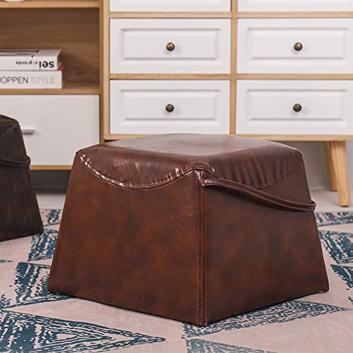 Teerwere Foot Stool Ottoman Leather Footstool Pouffe Chair Bed End Bench Shoe Bench Stool Milking Stool, Living Room Retro Chair Replace The Seat Ottoman Footstool Living Room Bench