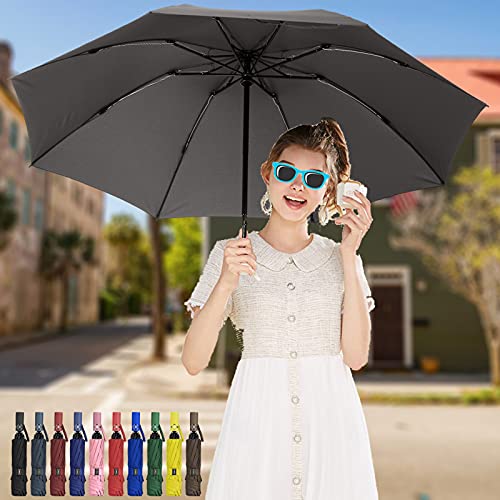 LANBRELLA Umbrella Inverted Travel Umbrella Windproof Compact Folding - Brown