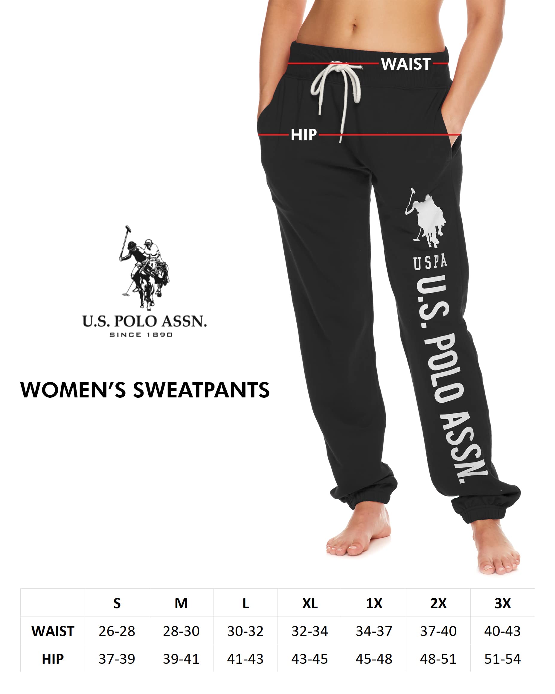 U.S. Polo Assn. Essentials Pink Sweatpants with Pockets, Comfy French Terry Womens Joggers (Coral Heather, Small)