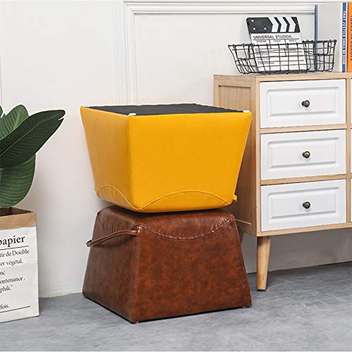 Teerwere Foot Stool Ottoman Leather Footstool Pouffe Chair Bed End Bench Shoe Bench Stool Milking Stool, Living Room Retro Chair Replace The Seat Ottoman Footstool Living Room Bench