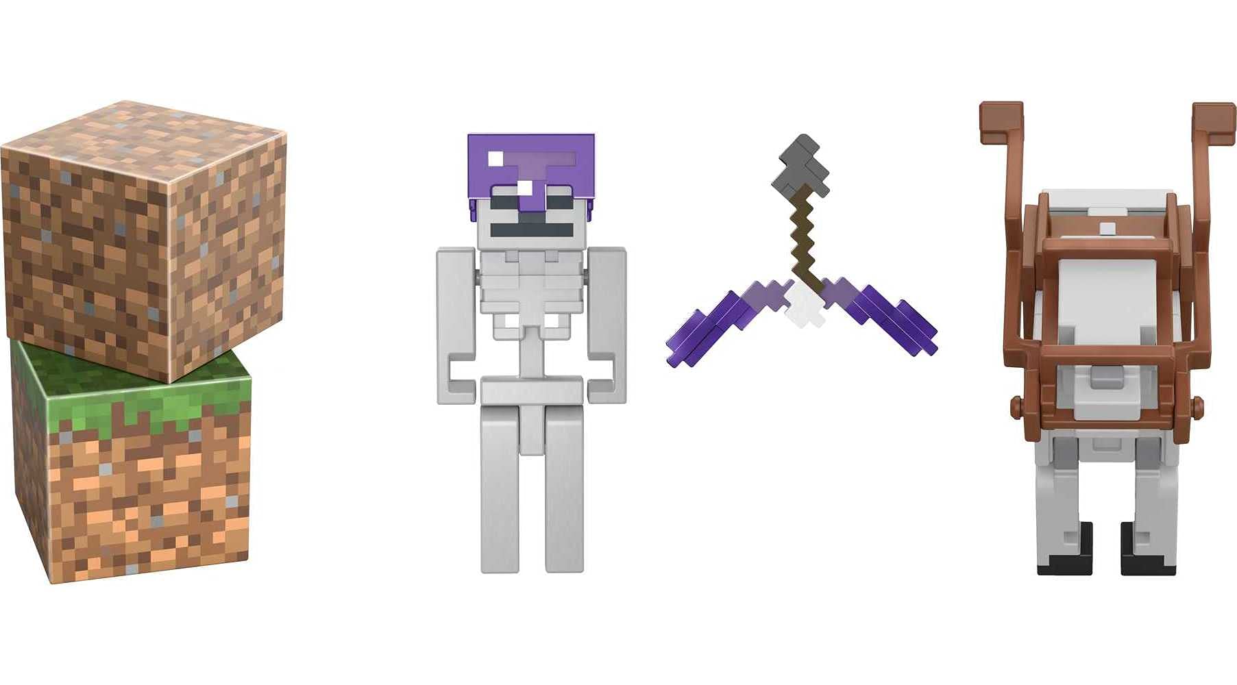 Mattel Minecraft Skeleton Craft-a-Block 2-Pk, Action Figures & Toys to Create, Explore and Survive, Authentic Pixelated Designs, Collectible Gifts for Kids Age 6 Years and Older