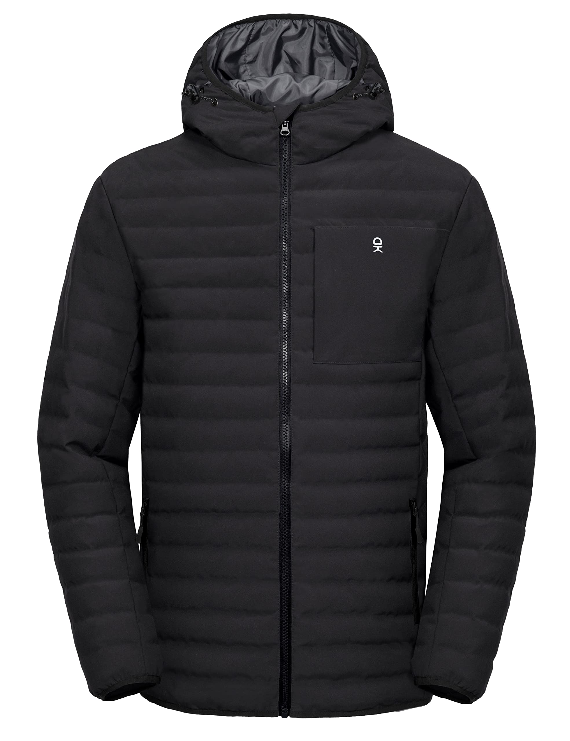 Little Donkey Andy Men's Warm Waterproof Puffer Jacket Hooded Windproof Winter Coat with Recycled Insulation Black L