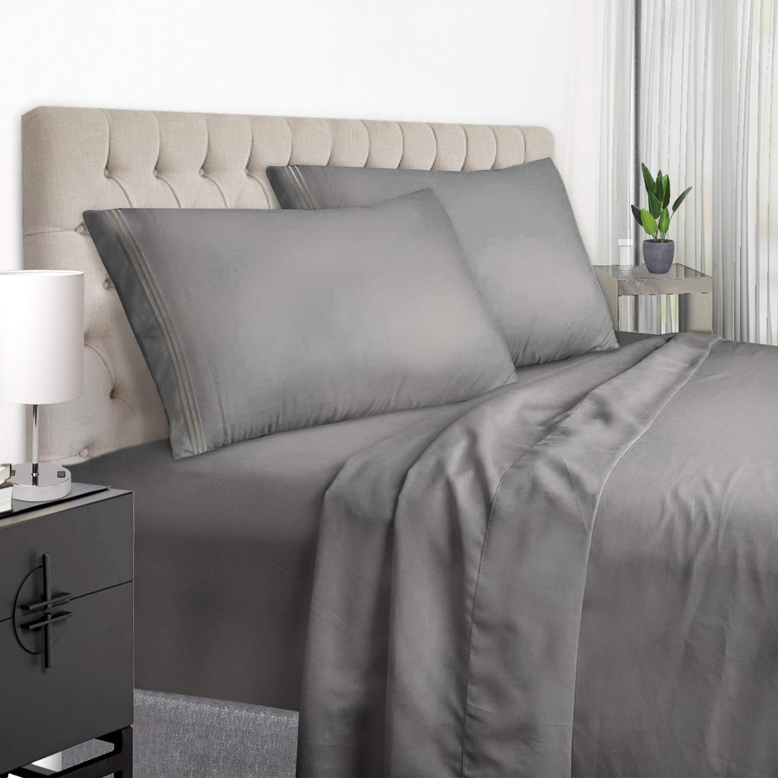 EaseHome Grey Full Size Sheets -Deep Pocket to 18 inches Mattress 4 Piece - Premium Bedding Sheets & Pillowcases Collection-Extra Soft