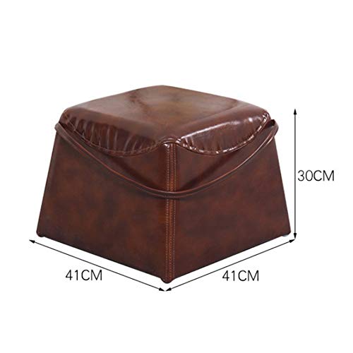 Teerwere Foot Stool Ottoman Leather Footstool Pouffe Chair Bed End Bench Shoe Bench Stool Milking Stool, Living Room Retro Chair Replace The Seat Ottoman Footstool Living Room Bench
