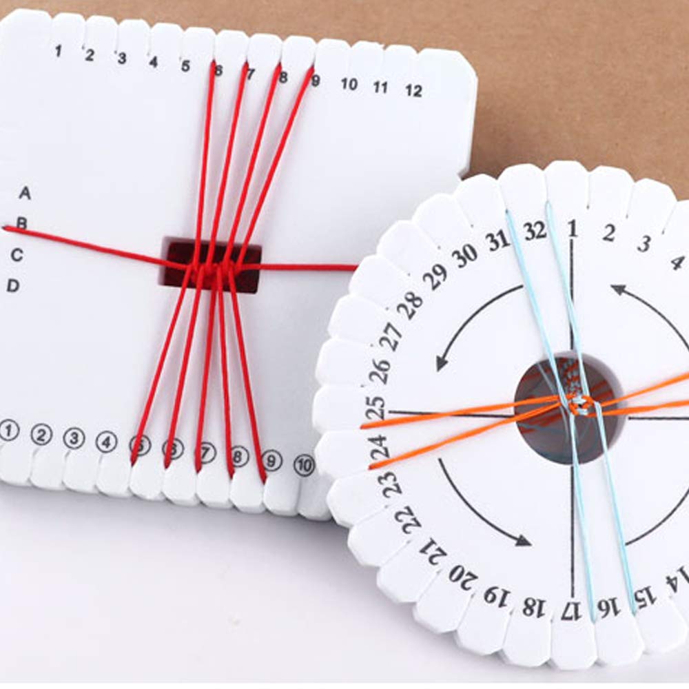 BILLIOTEAM 5 Pieces Braiding Disk Round Square Kumihimo Beading Cord Disc Braiding Braided Plate DIY Bracelet Loom Weaving Board (Round/Square Plate, White)