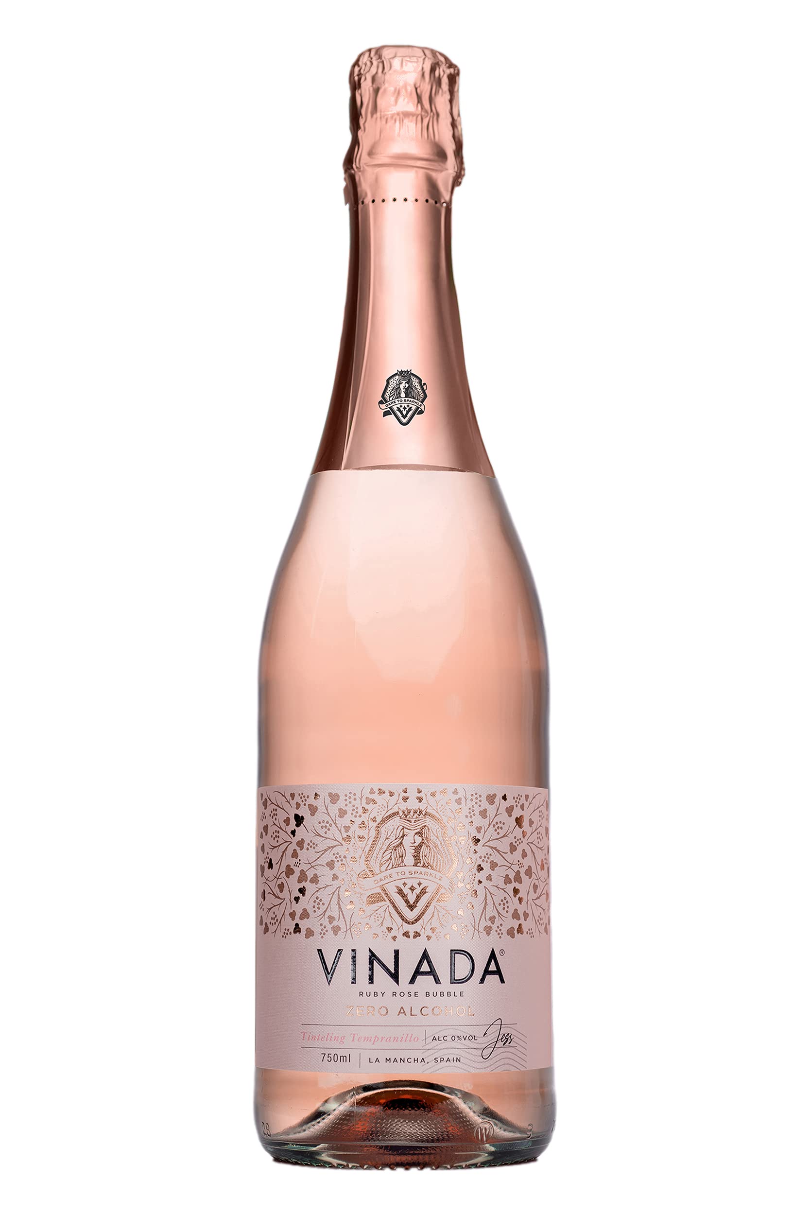 VINADA - Sparkling Rosé - Zero Alcohol Wine - 750 ml (3 Glass Bottles)