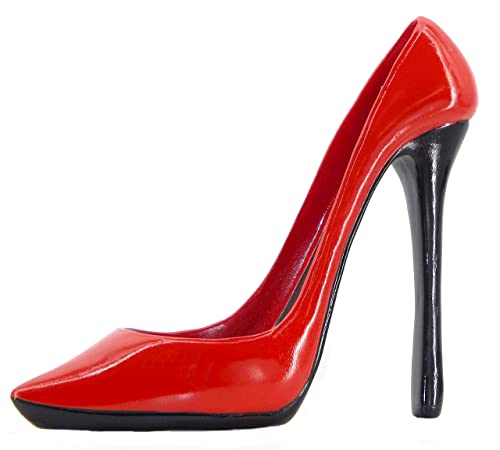 Bellaa 21381 Wine Bottle Holder Shoe Red Black High Heel Shaped Stiletto 8 Inch Tall
