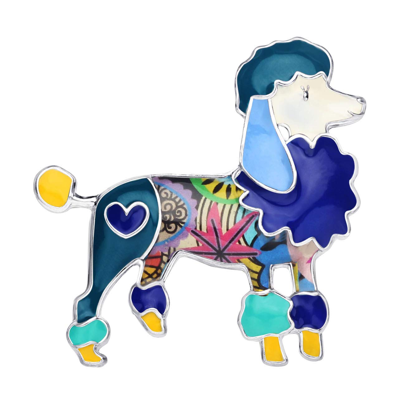 DUOWEI Cute Poodle Dog Brooch Pins for Women Teens Girls Floral Enamel Dog Brooch Jewelry Clothes Scarf Jacket Decoration (Blue)