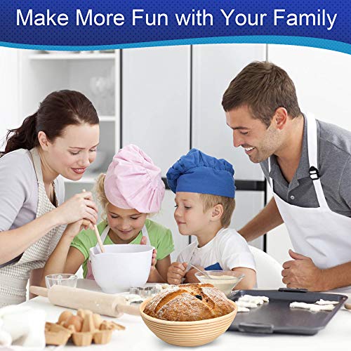 10inch Round Banneton Proofing Basket Set Bread Baking Kit, Dough Scraper, Bread Lame, Danish Dough Whisk Sourdough Proofing Basket Artisanal Bread Bread Making Tools and Supplies Set (10inch round)