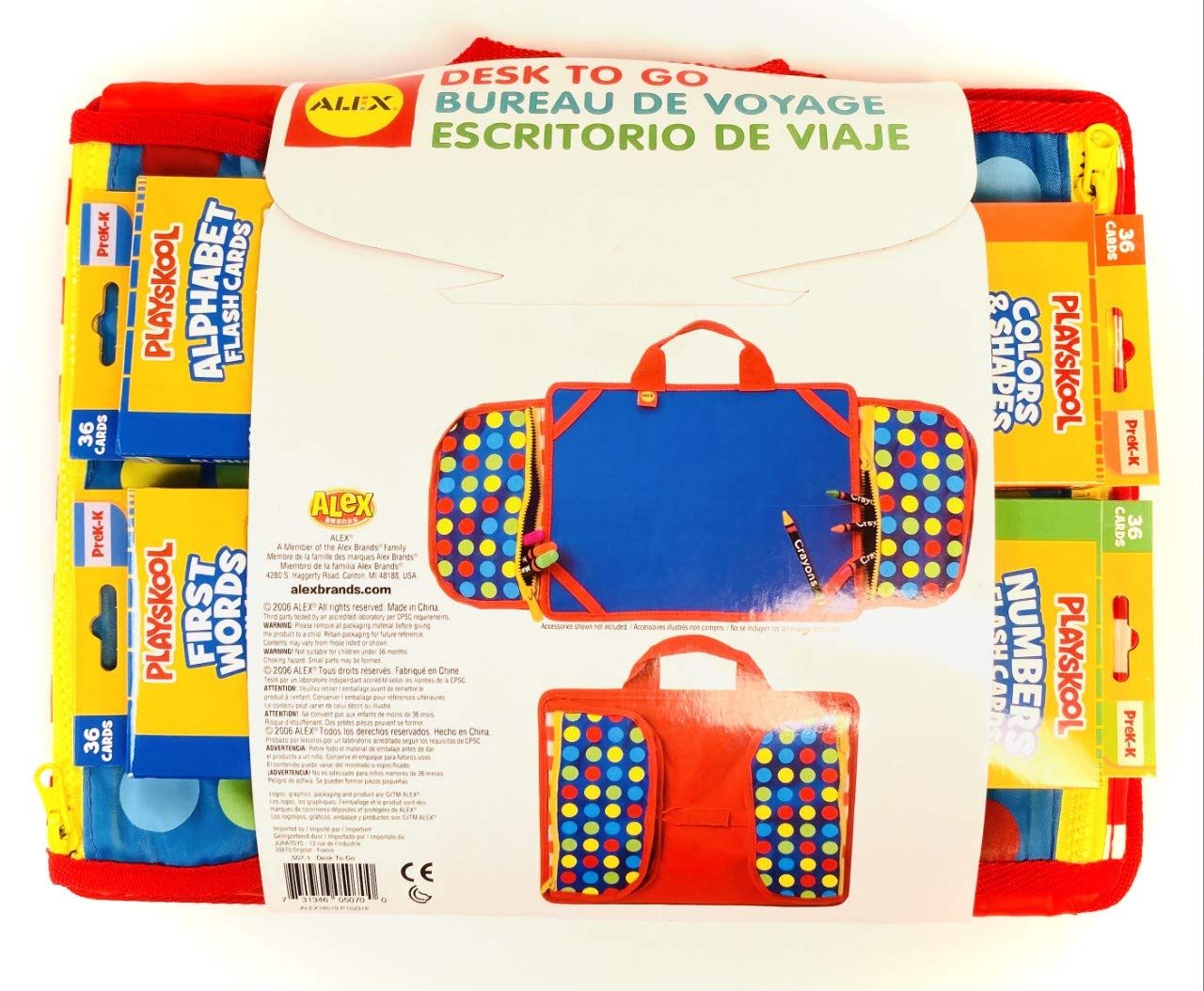 GOV Pre School Educational Portable Desk with Playskool Flash Cards, Markers, Crayons, Sesame Street Work Books and Reward Stickers
