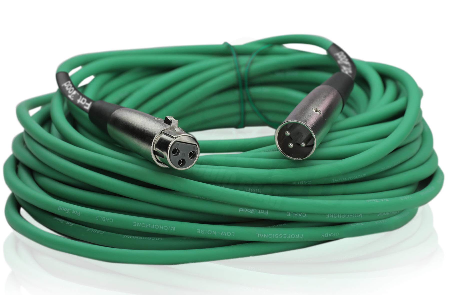 Fat Toad XLR Microphone Cables (4 Pack) 50ft Professional Pro Audio Green Mic Cord Extension Patch with Lo-Z Connector | 24 AWG Shielded Wire & Balanced for Music Recording Studio Mixer Gear