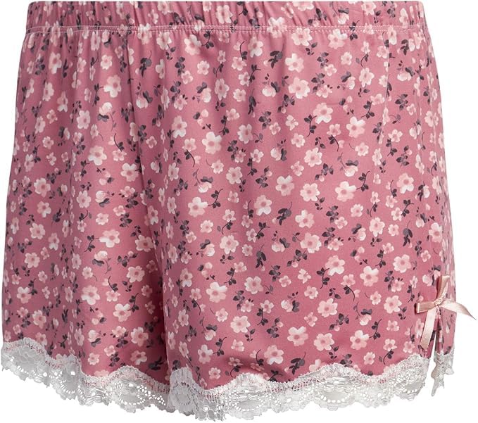 Marilyn Monroe Women's Pajama Sets - 2 Piece Lace Trim Cami Top and Micro Sleep Shorts - Pajama Lounge Sets for Women (M-XL), Size Medium, Rose