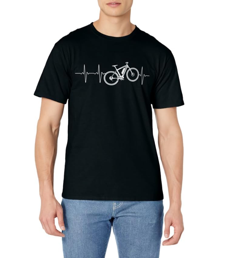 E-Bike Heartbeat Biker EKG Battery Biker Cyclist Cycling T-Shirt