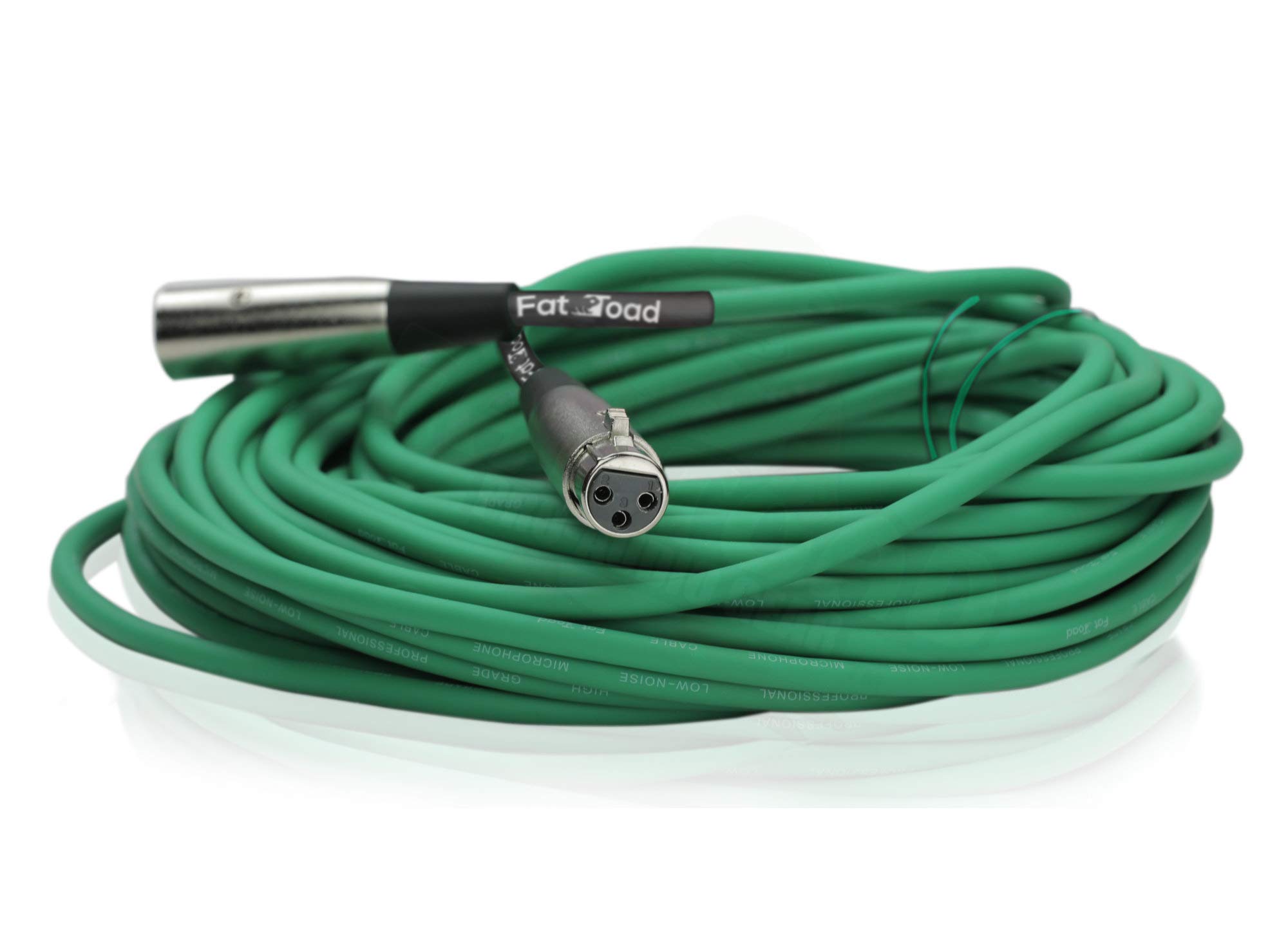 Fat Toad XLR Microphone Cables (4 Pack) 50ft Professional Pro Audio Green Mic Cord Extension Patch with Lo-Z Connector | 24 AWG Shielded Wire & Balanced for Music Recording Studio Mixer Gear