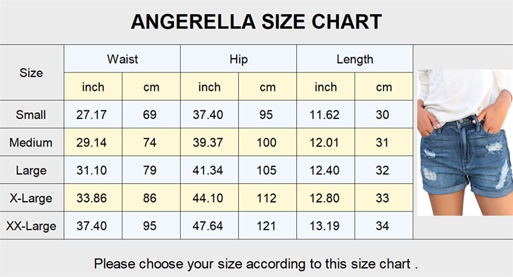 Angerella White Denim Shorts for Women Distressed Jean Shorts Ripped Mid-Rise Frayed M
