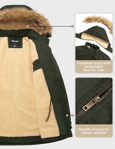 Soularge Women's Winter Plus Size Warm Faux Fur Coat Outerwear(Army Green, 5X)