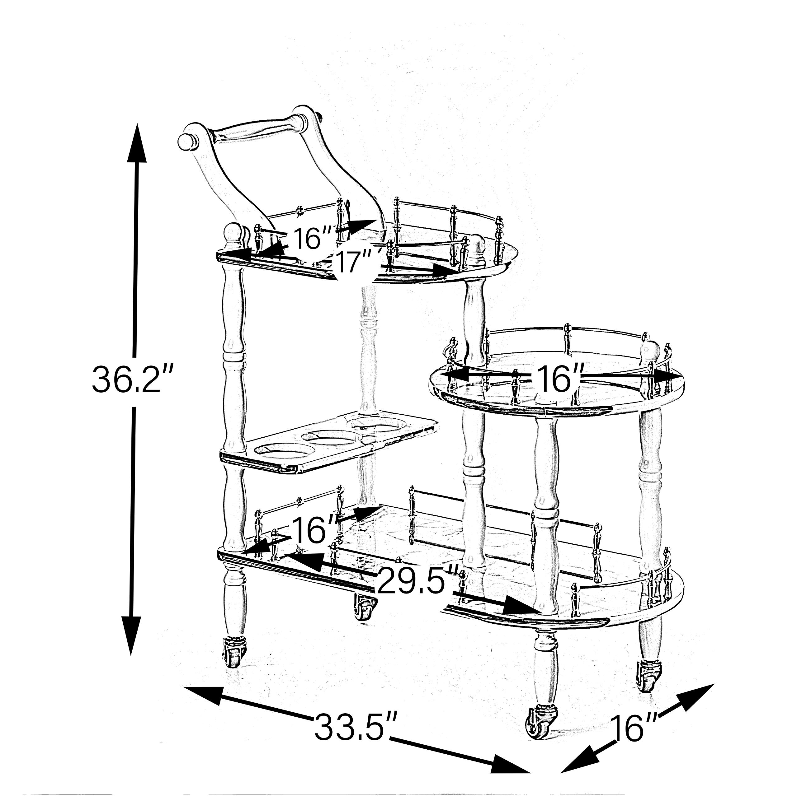Serving Bar Cart Tea Trolley, 3 Tier Shelves on Rolling Wheels, Mobile Liquor Bar for Wine Beverage Dinner Party, Kitchen Storage Island Coffee Cabinet for Dining Living Room, Wood, Silver White, Gray