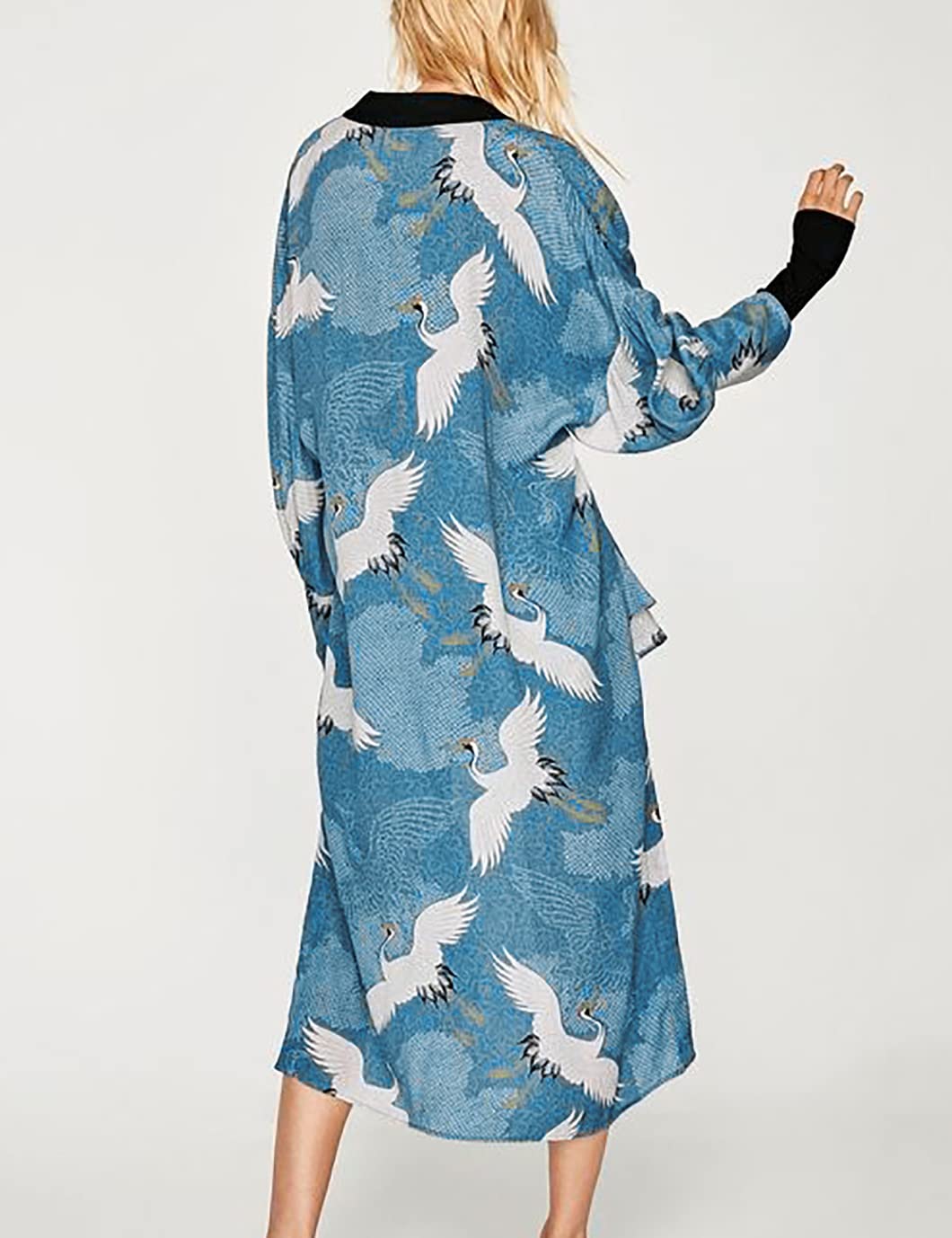 Beach Kimono Cardigans for Women Open Front Swimsuit Cover Up Graphic Print Bathing Suit