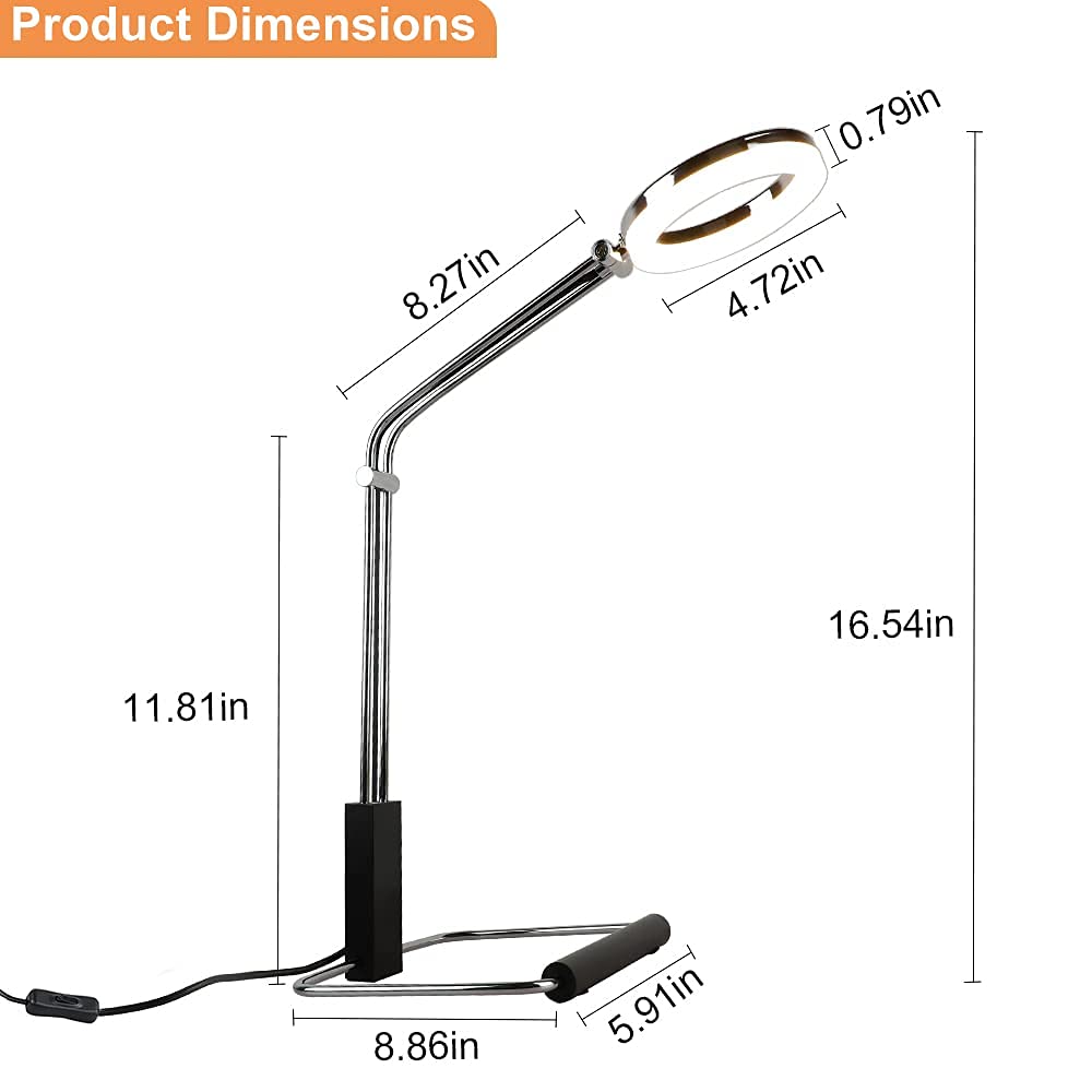DINGLILIGHTING DLLT Metal LED Desk Lamp, Adjustable Eye-Caring Architect Table Lamp, Modern Small Tall Reading Lamp for Bedroom, Study Room & Office Work Lighting (Silver)