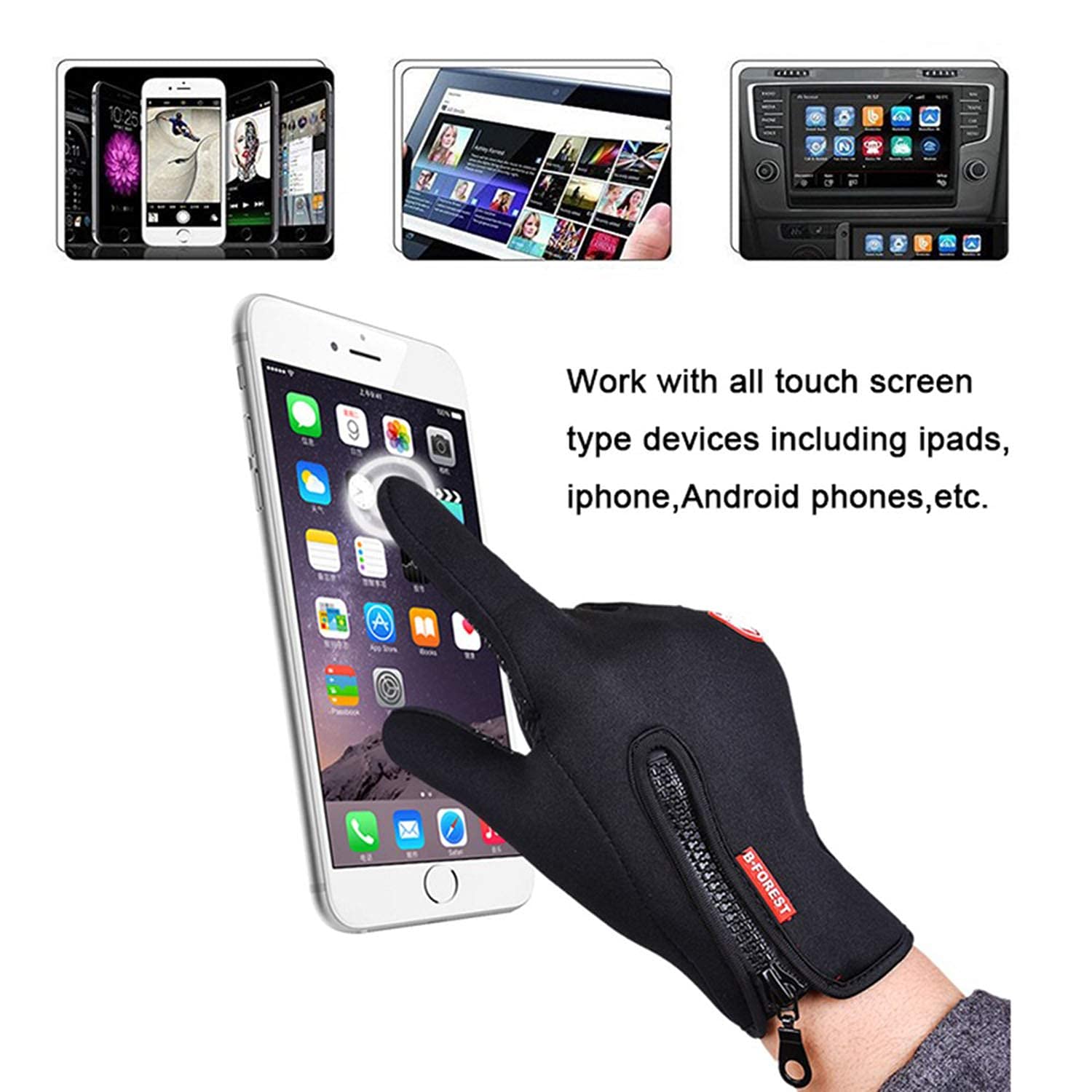 FOXLVDA Winter Warm Gloves for Men and Women, with Light Touchscreen Texting Fingers, Windproof and Waterproof Glove, for Outdoor Exercise, Cycling, Driving, Golf, Fishing (Black, X-Large)