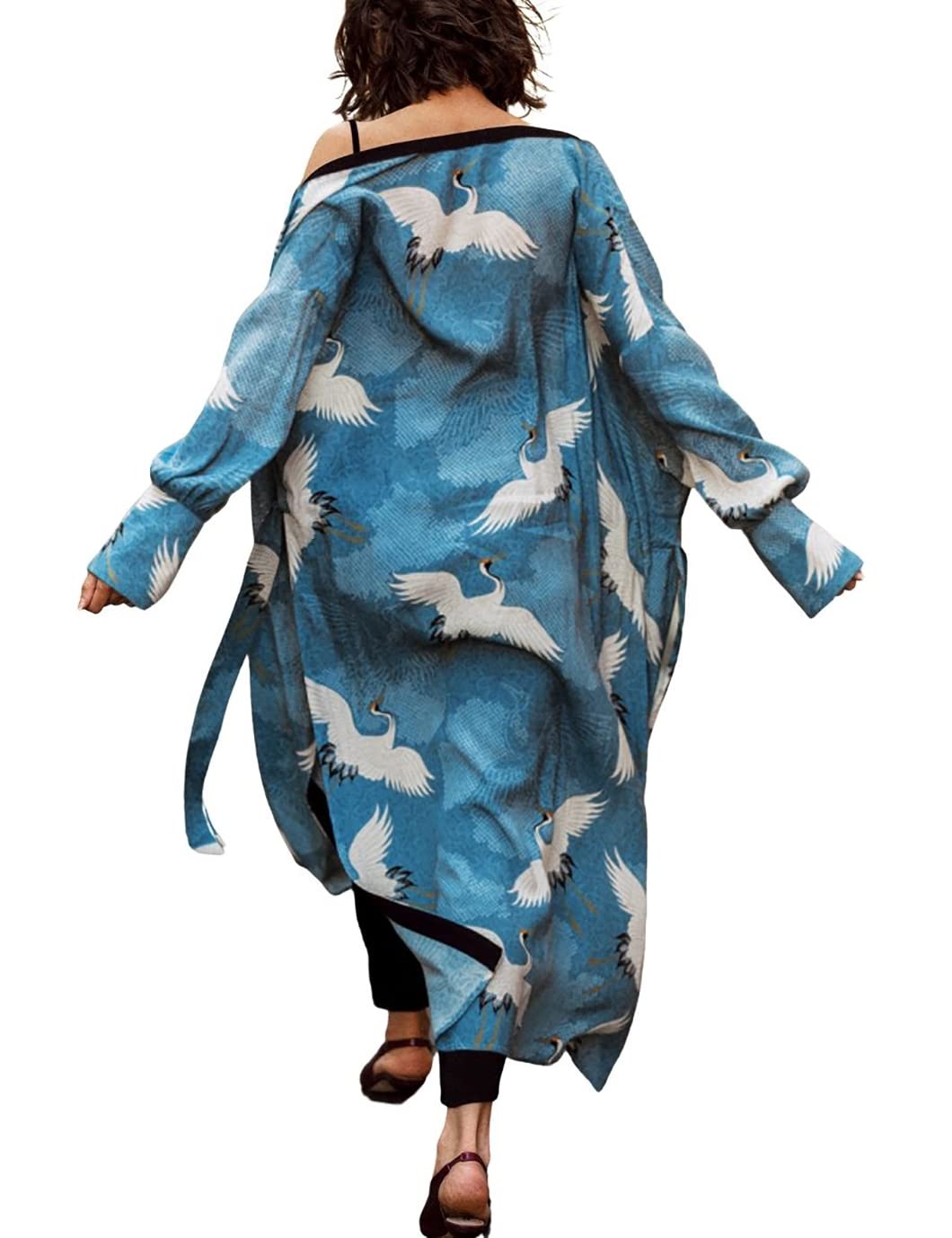 Beach Kimono Cardigans for Women Open Front Swimsuit Cover Up Graphic Print Bathing Suit