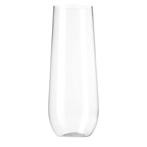 Munfix 48 Pack Stemless Plastic Champagne Flutes Disposable 9 Oz Clear Plastic Toasting Glasses Shatterproof Recyclable and BPA-Free
