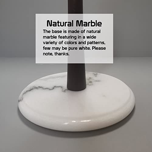 Marble Paper Towel Holder Countertop for Kitchen, Wood Paper Towel Holder Stand with No Wobbly Natural Marble Base, One Hand Pull & Tear - Black Brown