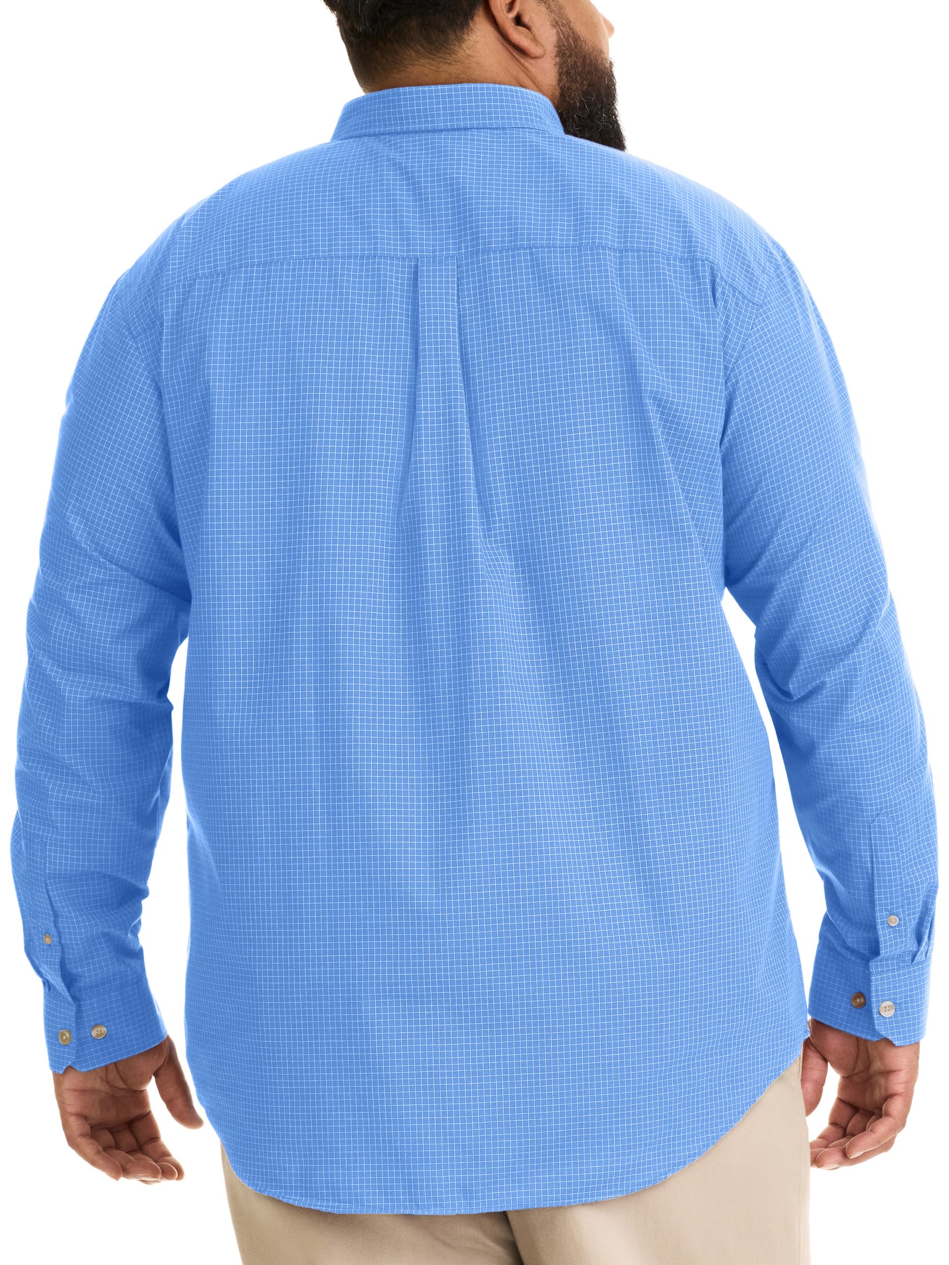Van Heusen Men's Big Wrinkle Free Long Sleeve Button Down Shirt, Riviera Blue, 5X-Large Tall