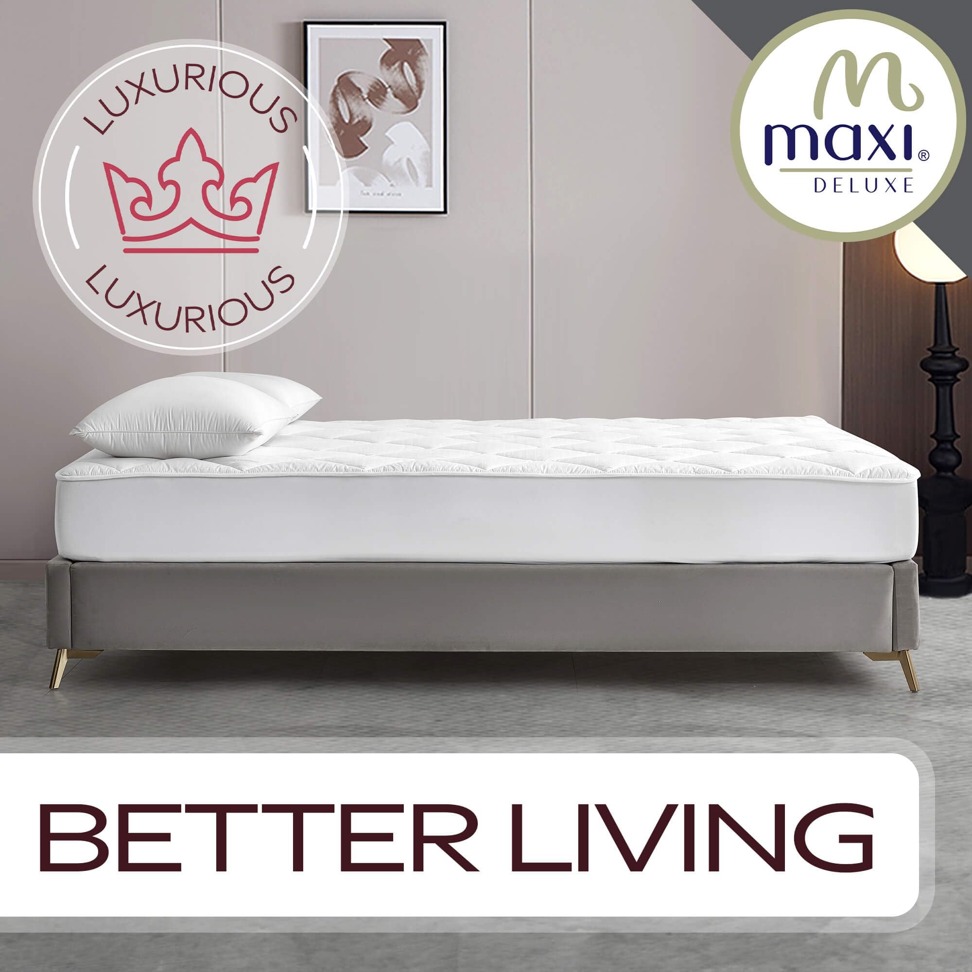 MAXI Short Queen Mattress Pad - Luxurious Cotton Sateen Mattress Protector - Soft, Comfortable, and Breatheable Mattress Cover - Mattress Pad Protects Mattress from Dust, Dirt, Spills, and Stains