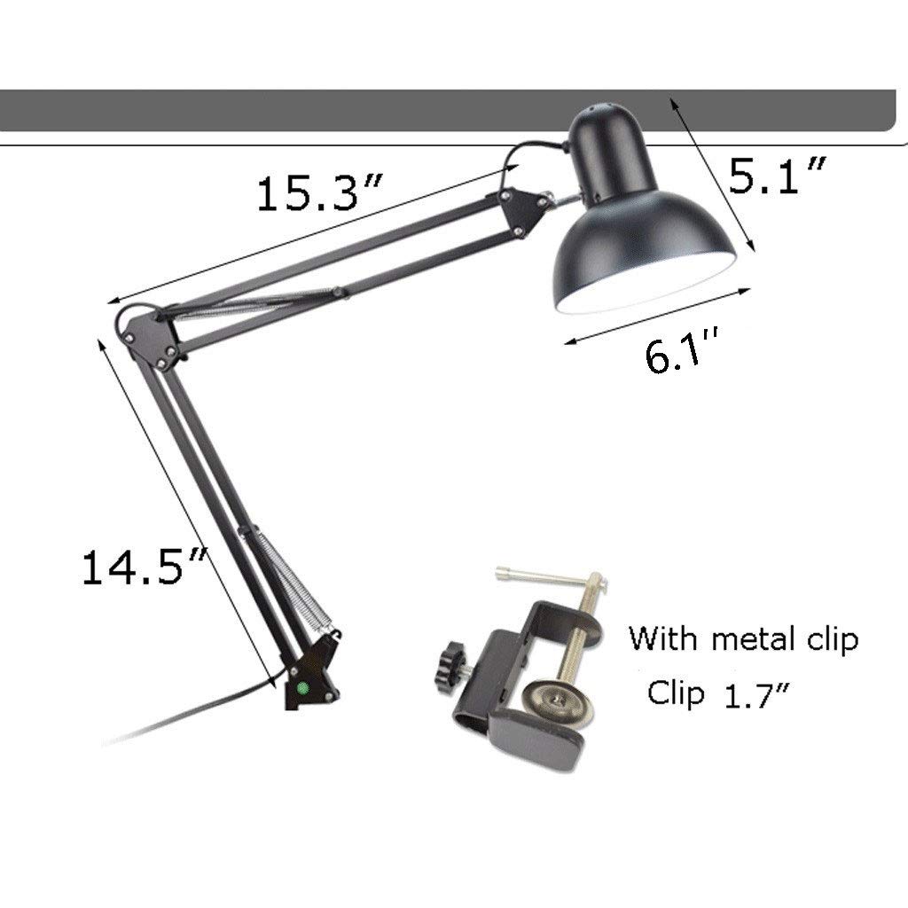 Table Lamp Clamp LED Desk Lamp Architect Metal Swing Arm Table Lights With Eye-Caring Bulbs Work Task Drafting Reading Home Office Desk Lamp (Color : Chrome)