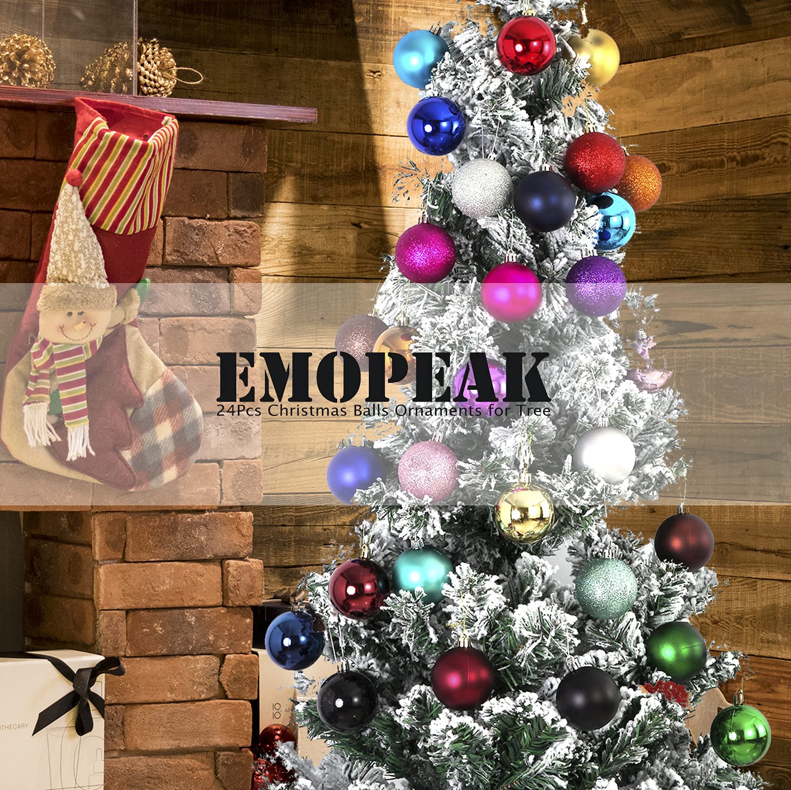Emopeak 24Pcs Christmas Balls Ornaments for Xmas Christmas Tree - Mini Shatterproof Christmas Tree Decorations Hanging Ball for Holiday Wedding Party Decoration (Orange, 1.2"-3.1CM)