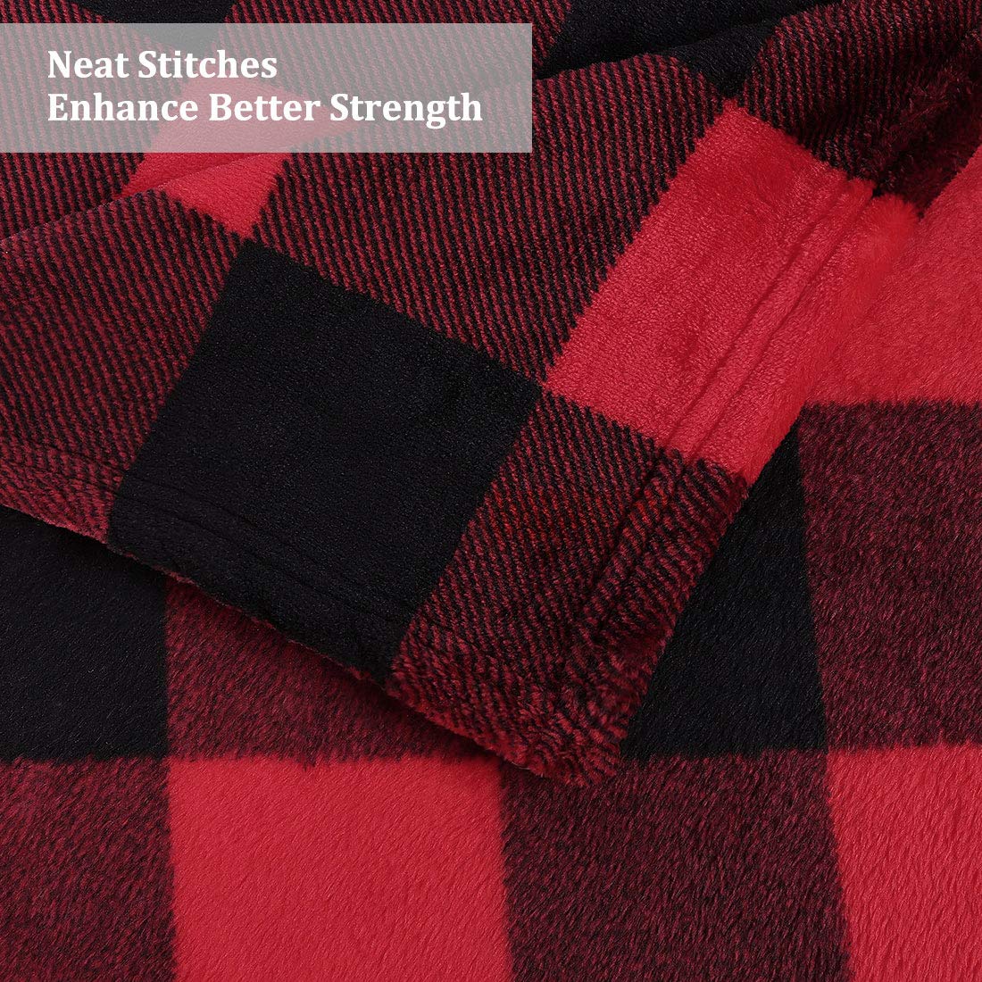 PiccoCasa Pet Dog Blanket, Flannel Fleece Puppy Blanket Plaid Plush Warm Rug Blankets for Small-Medium Dogs Cats Sleeping Mat, 30 x 40 Inches, Scarlet+Black