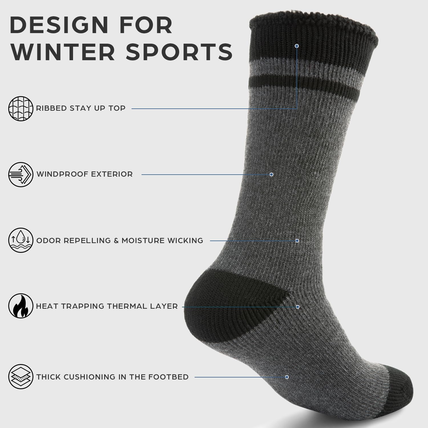 DG Hill Winter Thermal Socks - Warm Sock for Men Women Cold Weather Insulated - Heated Socks Thick Snow