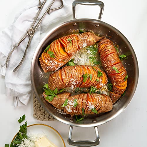 360° Fry Pan 11.5" with Short Handles, Stainless Steel Cookware, Hand Crafted in the United States, Induction Cookware.