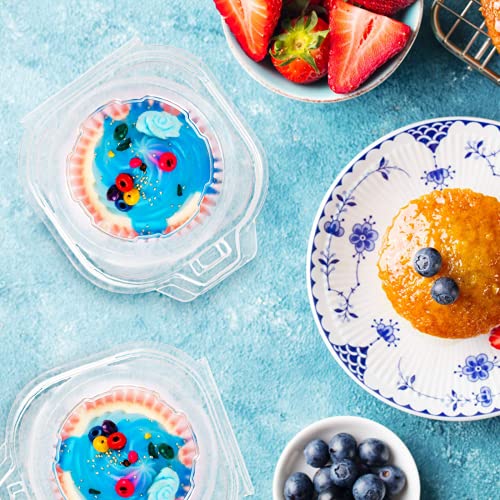 NPLUX 100 Pack Individual Cupcake Containers Plastic Cupcake Boxes Cupcake Holders Stackable Deep Dome Cupcake Carrier