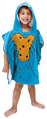 Jay Franco Sesame Street Cookie Monster Kids Bath/Pool/Beach Hooded Poncho - Super Soft & Absorbent Cotton Towel, Measures 28 x 28 Inches (Official Sesame Street Product)