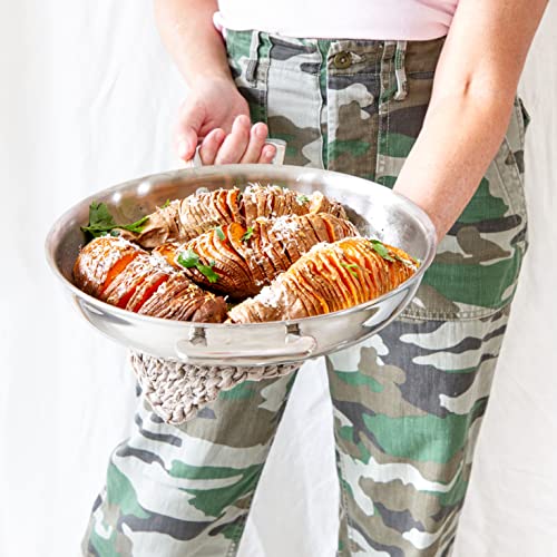 360° Fry Pan 11.5" with Short Handles, Stainless Steel Cookware, Hand Crafted in the United States, Induction Cookware.
