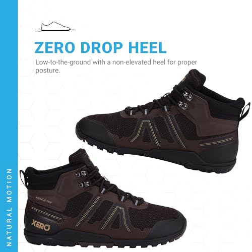 Xero Shoes Xcursion Fusion Men's Hiking Boots — As seen on Shark Tank, Zero Drop, Lightweight, Wide Toe Box, Waterproof Hiking Boots for Men — Bison, Size 10.5